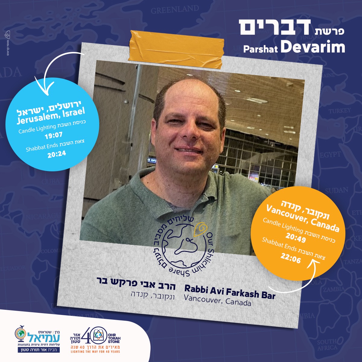 "Our Shlichim Share" - Parshat Devarim, Rabbi Avi Farkash Bar, Canada ...